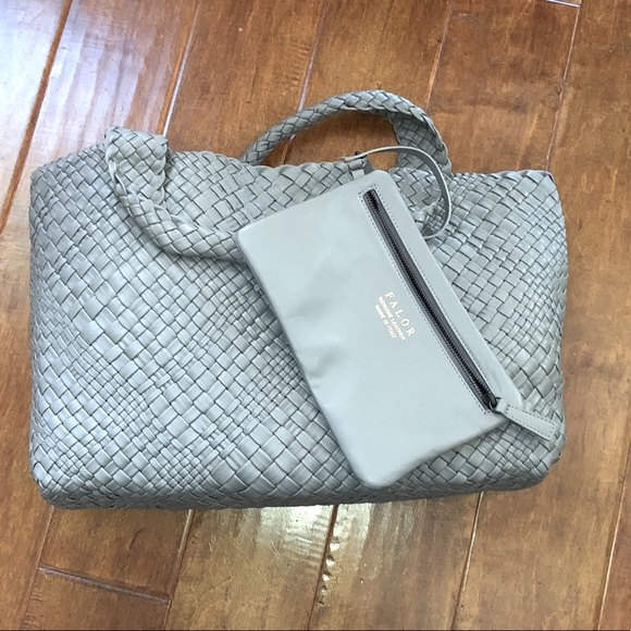 Falor | Bags | Nwt Designer Falor Italy Hand Woven Genuine Leather Tote ...
